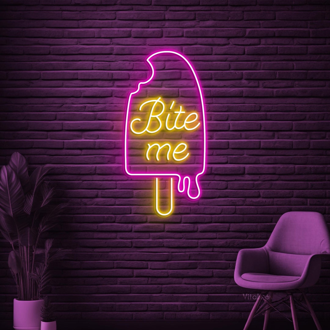Bite Me Neon Sign, Bite Me LED Light, Ice-cream Wall Decor, Ice-cream ...
