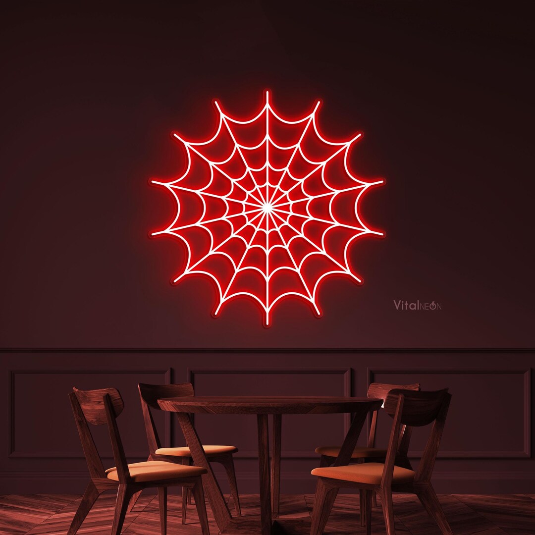 Spider Web Neon Sign, Spider Web LED Light, Spider Web Wall Art, Web ...