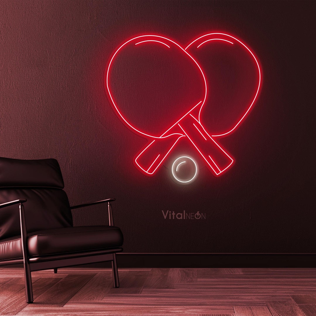 Table Tennis Neon Sign, Table Tennis LED Light, Ping Pong LED Neon Art ...