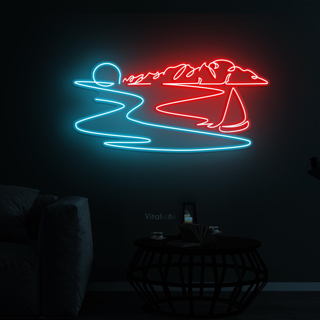 Sunset Neon Sign, Sunset LED Light, Sunset Sailboat Neon Sign, Beach ...