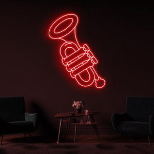 Trumpet Neon Sign, Trumpet LED Light, Music Room Wall Decor, Music ...