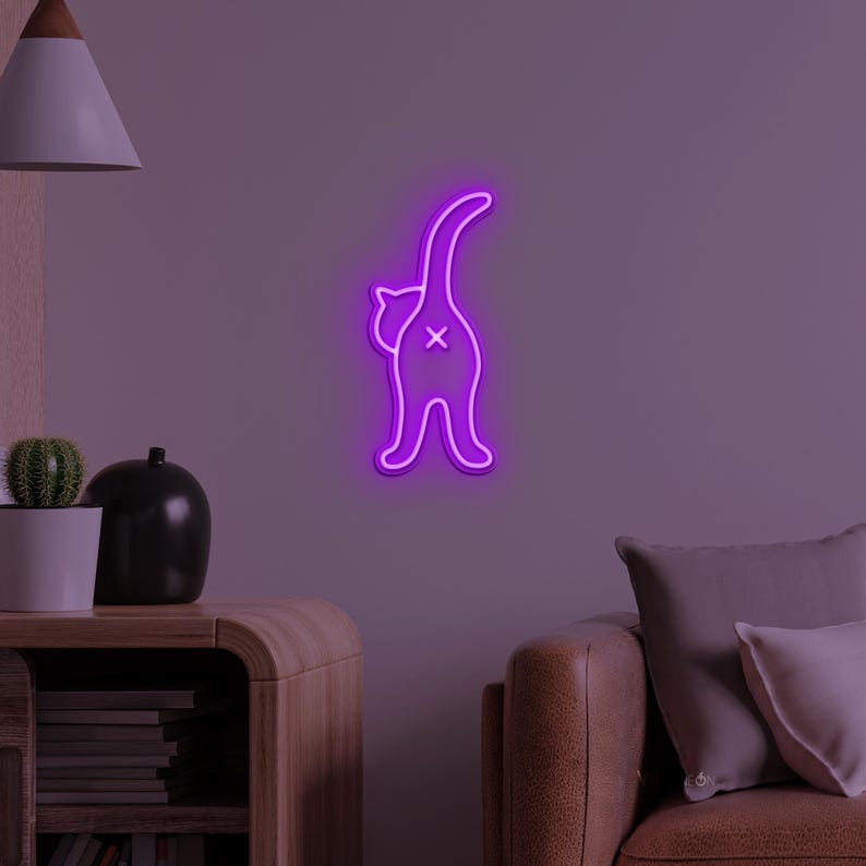 Cat Neon Sign, Cat Butt LED Light, Pet Shop Wall Decor, Cute Cat Wall ...