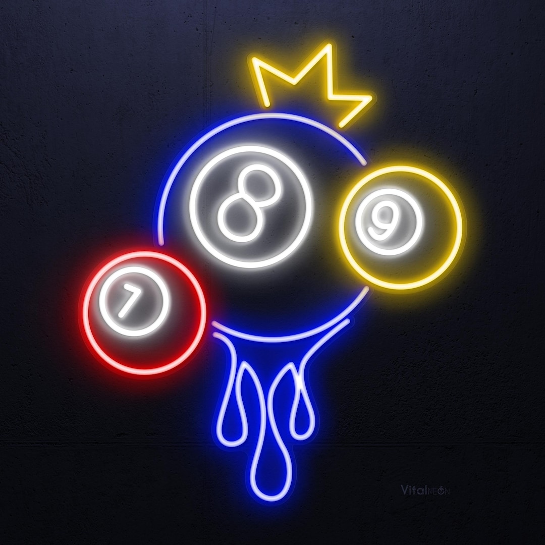 8-ball Pool LED Neon Sign, Snooker Club Game Room Home Sports Wall ...