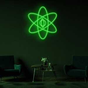 Atom Neon Sign, Atom LED Light, Science Wall Art, Atomic Energy Wall ...