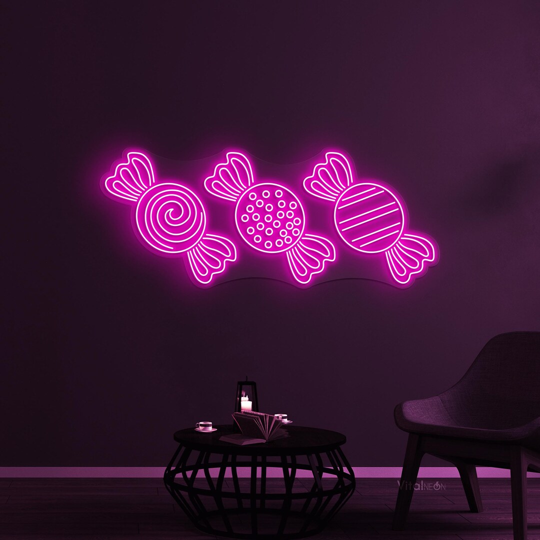 Candy Neon Sign, Candies LED Light, Candy Wall Decor, Christmas Wall ...