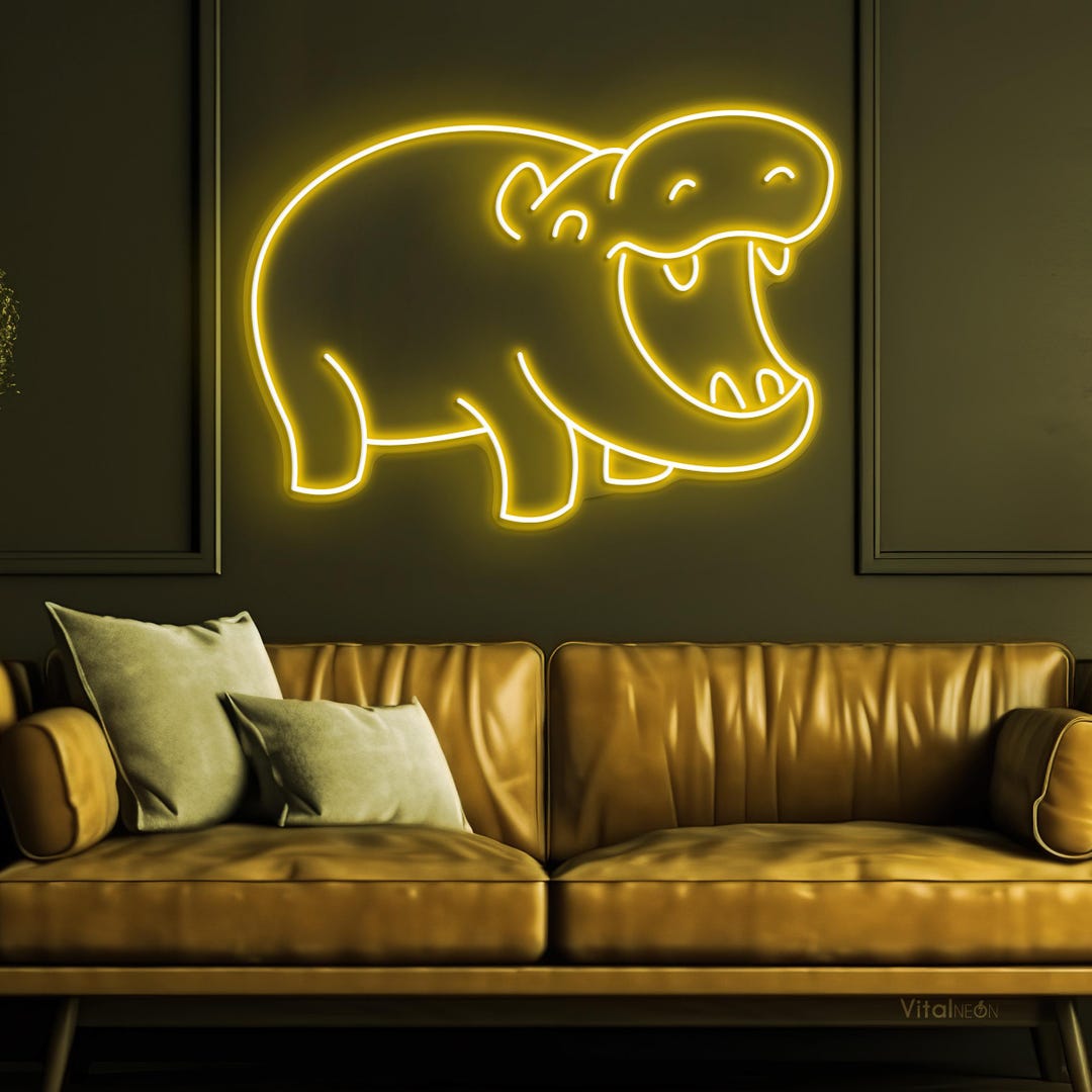 Hippo Neon Sign, Hippo LED Light, Hippopotamus Wall Decor, Animal Shop ...