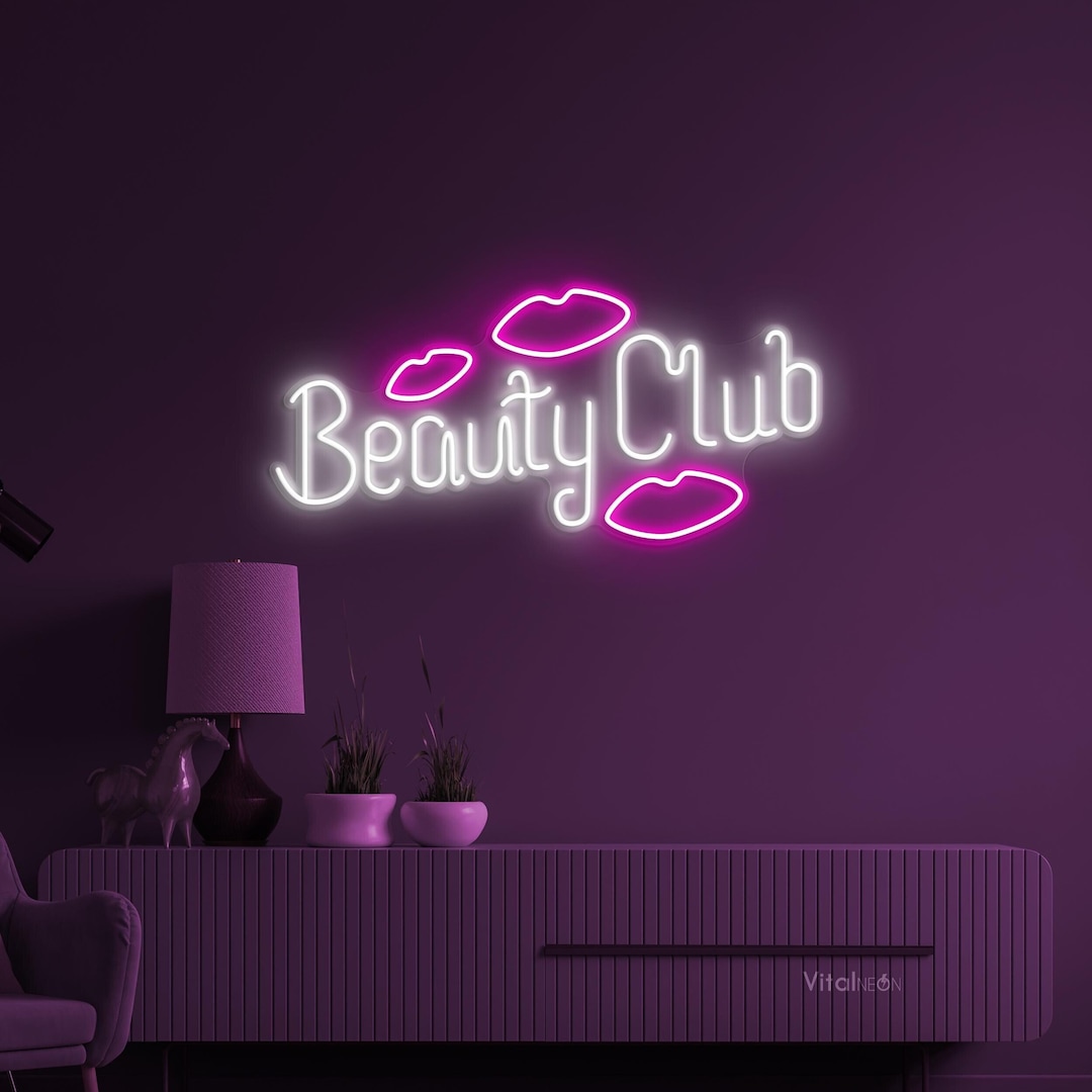Beauty Club Neon Sign, Beauty Club LED Light, Beauty Salon Wall Decor ...