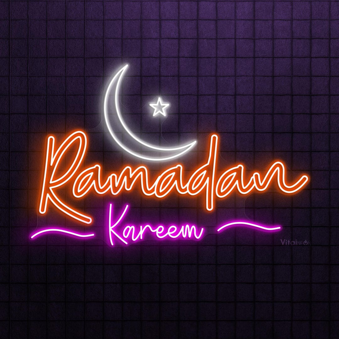 Ramadan Kareem Neon Sign, Ramadan Kareem LED Light, Moon and Star Wall ...