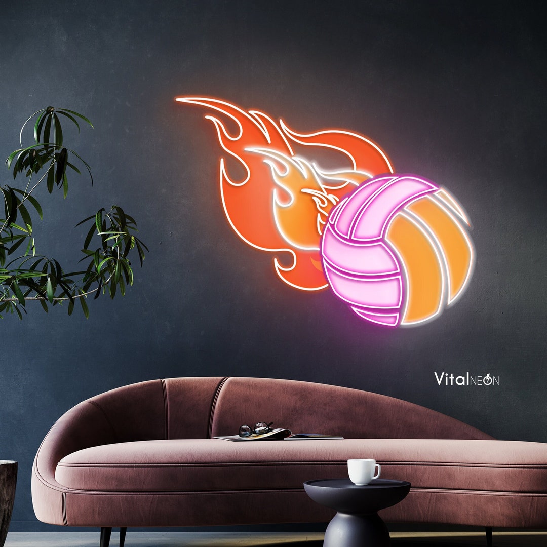 Volleyball Neon Sign, Volleyball Pop Art Light, Game Room Decor ...