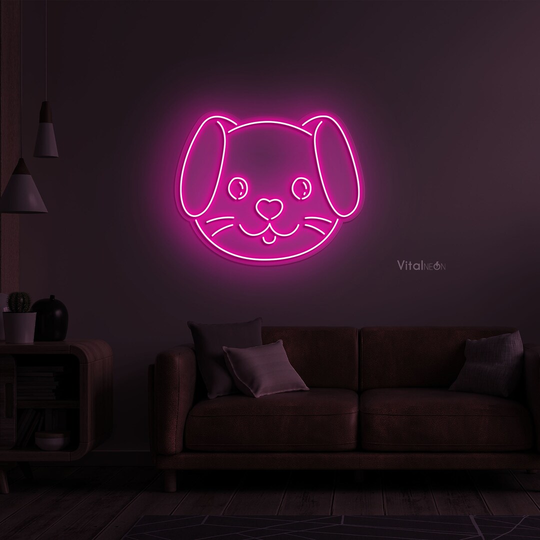 Cute Dog Neon Light, Puppy Head Light, Puppy Neon Sign, Kawaii Neon ...