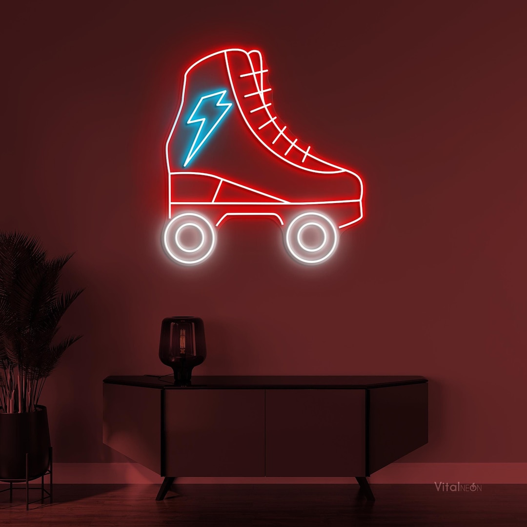 Roller Skate Neon Sign, Roller Skate LED Light, Skating Club Wall Decor ...
