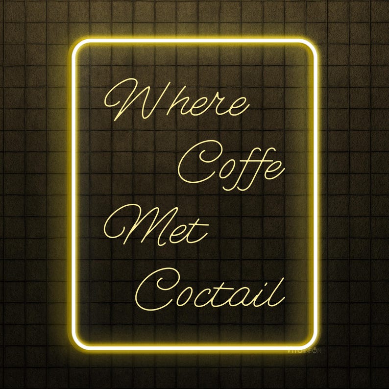 Where Coffee Met Cocktail LED Neon Sign USB 3D Engraved Cafe Bar Wall ...