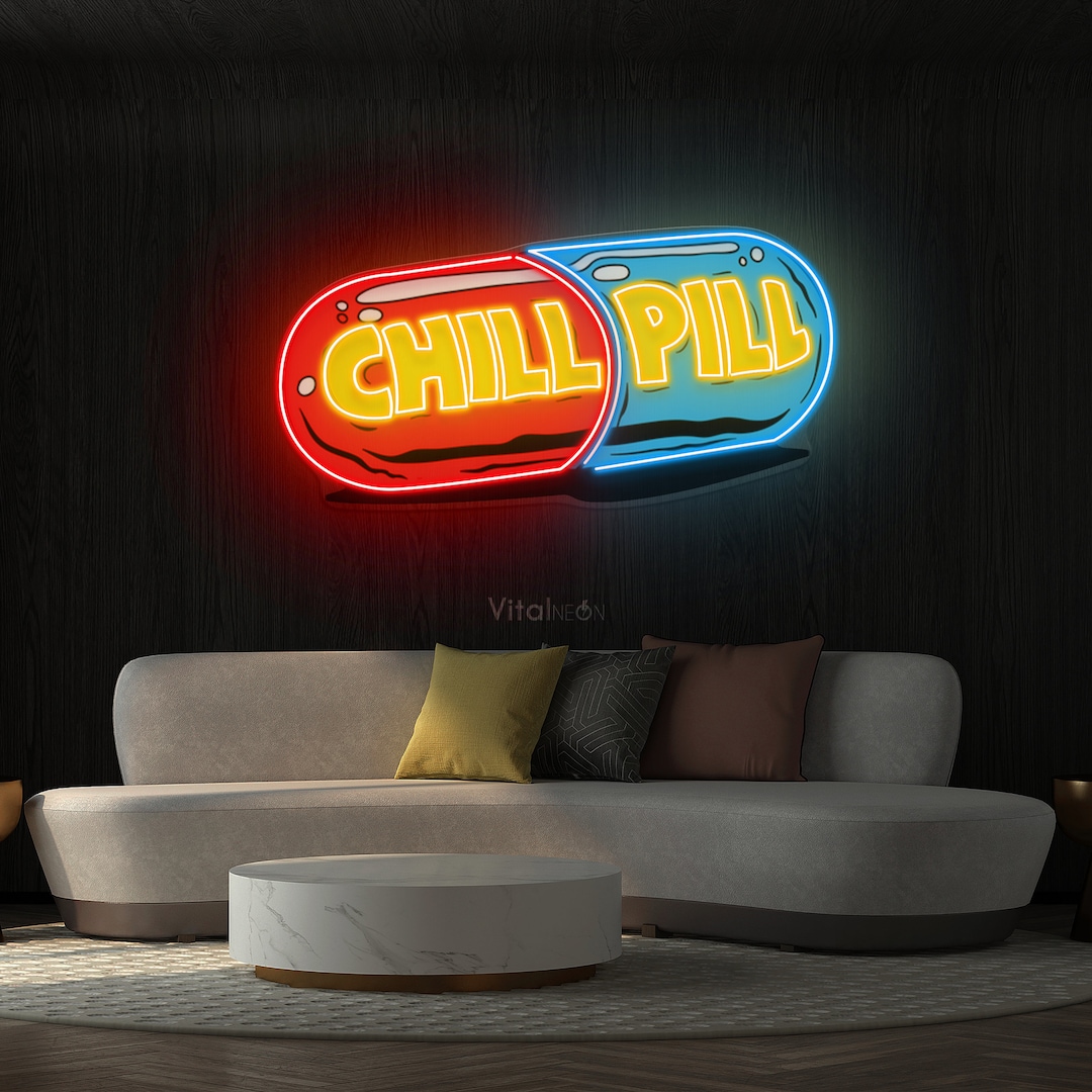 Chill Pill Neon Sign, LED Wall Decor, Bar, Game Room Night Light - Etsy
