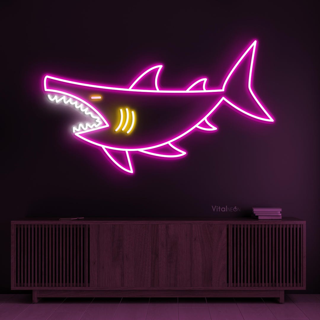 Shark Neon Sign, Shark Fish LED Light, Fish LED Neon Art, Ocean Shark ...