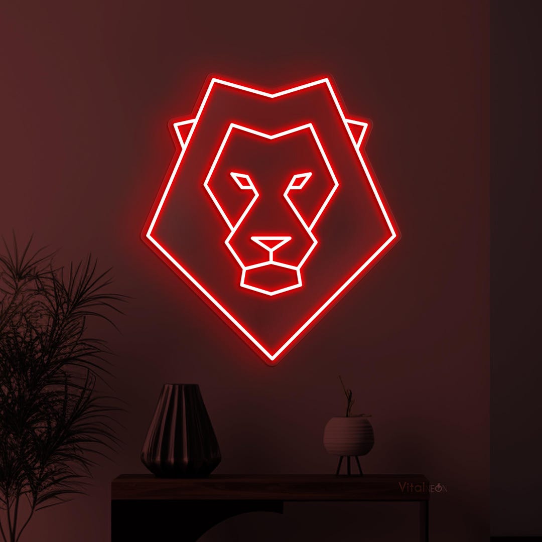 Lion Neon Sign, Lion LED Light, Lion Head Wall Decor, Lion Scenery Wall ...