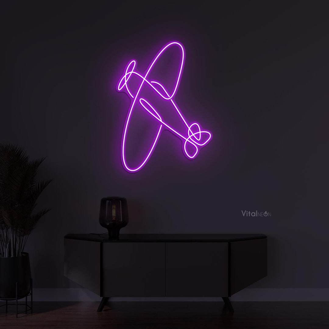 Airplane Neon Sign, Aircraft LED Light, Airplane LED Neon Art, Kids ...