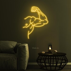 Muscle Neon Sign, Muscle LED Light, Body Building LED Neon Art, Fitness ...