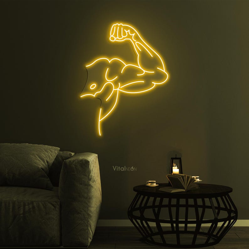Muscle Neon Sign, Muscle LED Light, Body Building LED Neon Art, Fitness ...
