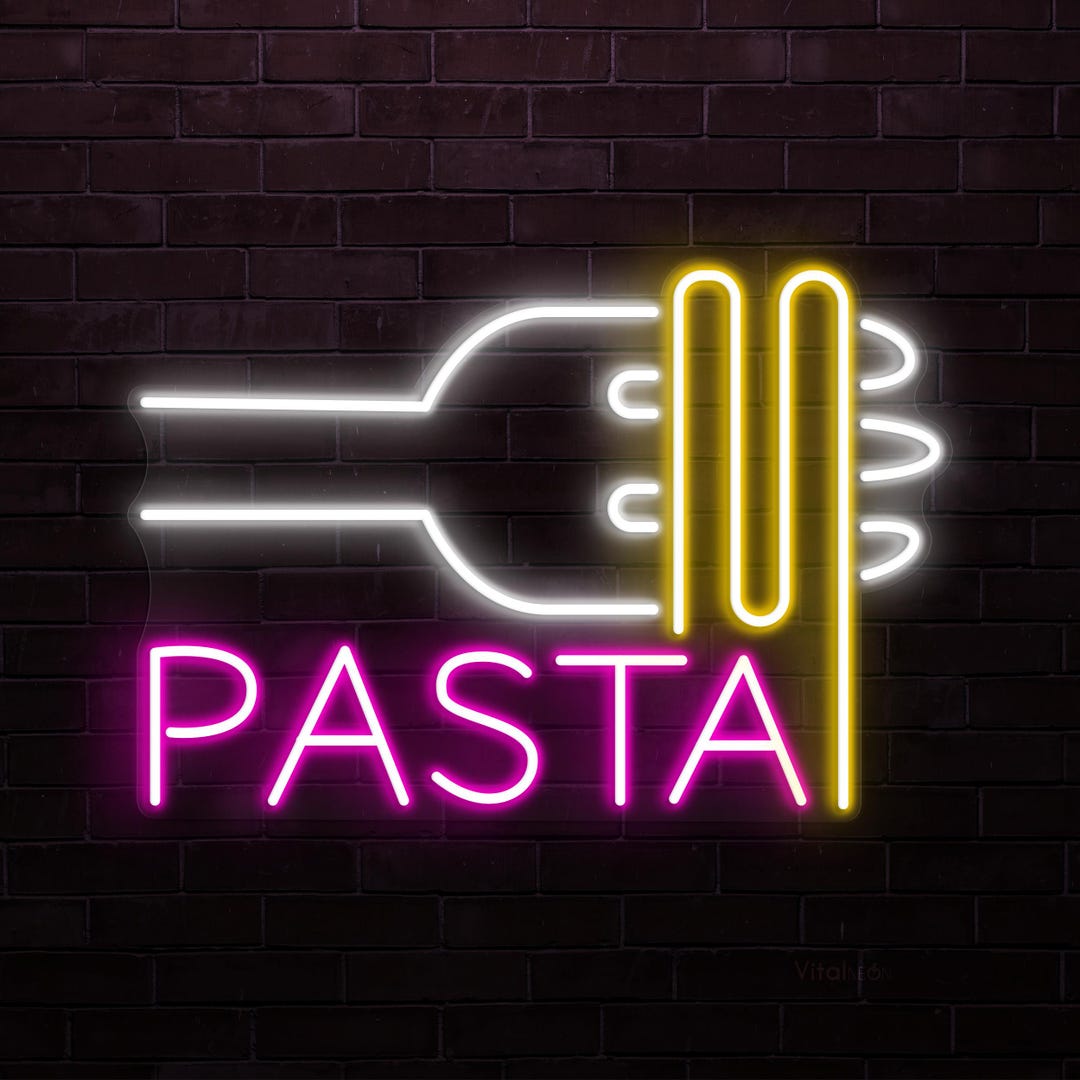 Pasta Ramen Neon Sign LED Light Fork Wall Art Asian Restaurant Kitchen ...