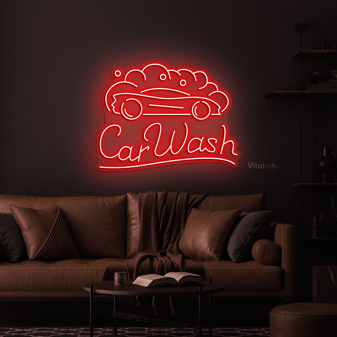 Car Wash LED Neon Sign, Custom Automotive Decor for Garages, Home ...