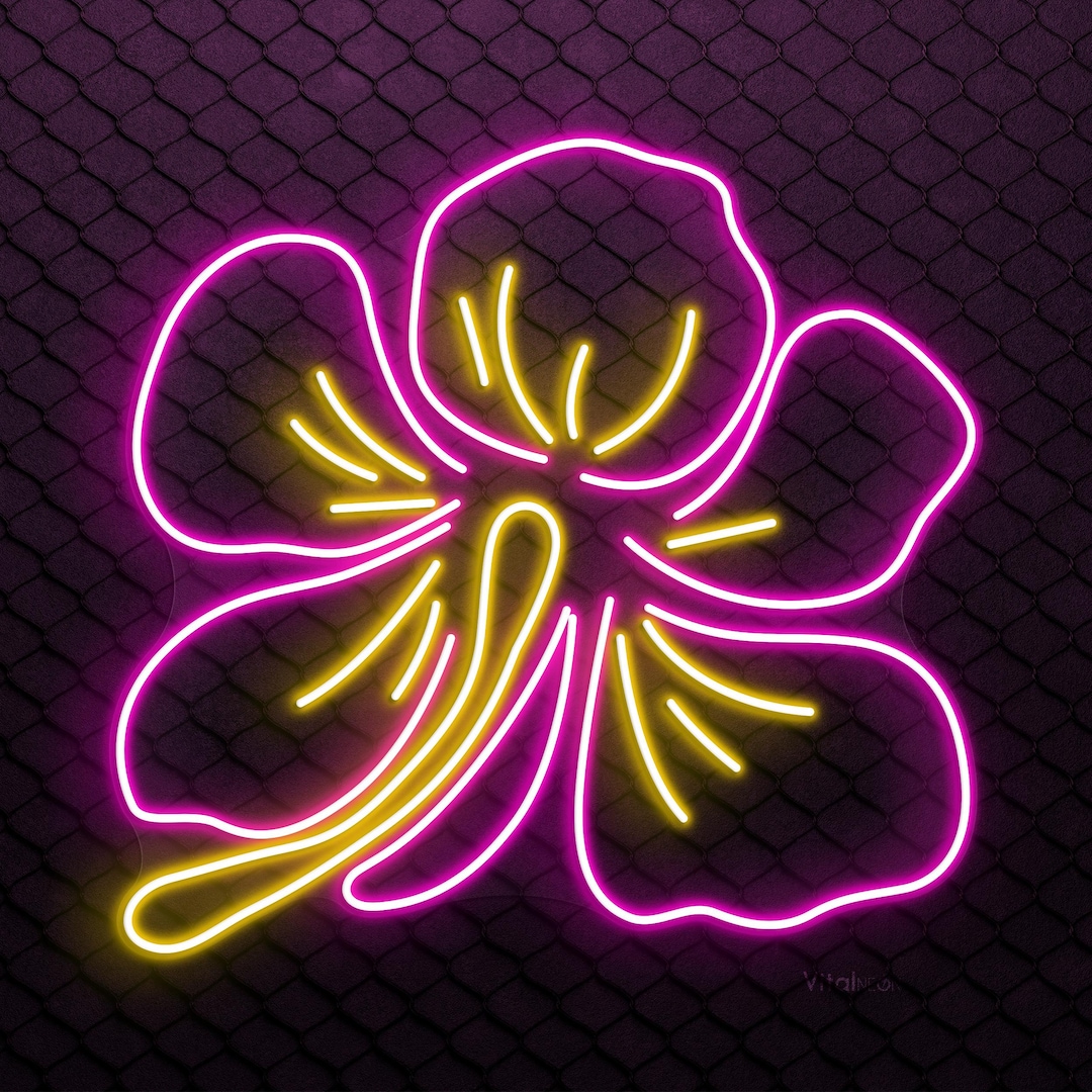 Hibiscus Neon Sign, Hibiscus LED Light, Tropical Flower Wall Decor ...