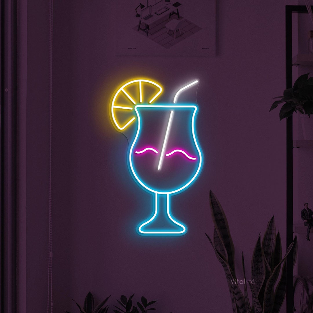 Cocktail Neon Sign, Cocktail Drink LED Light, Bar Wall Decor, Drink ...
