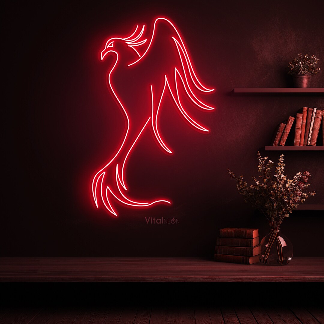 Fiery Phoenix Neon Light, Phoenix LED Wall Art, Neon Sign for Home ...