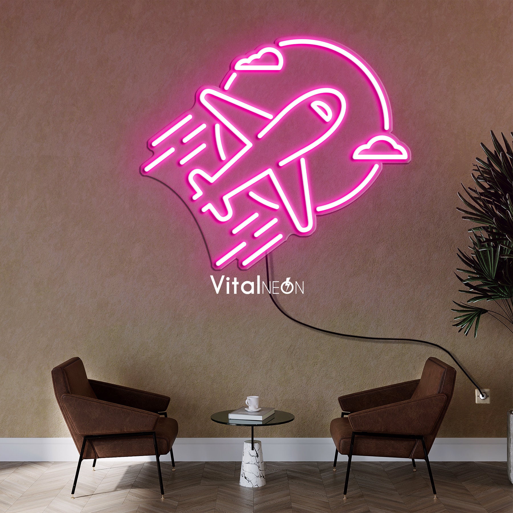 Flying Airplane LED Neon Light, Aviation Wall Decor, Aircraft Neon Sign ...