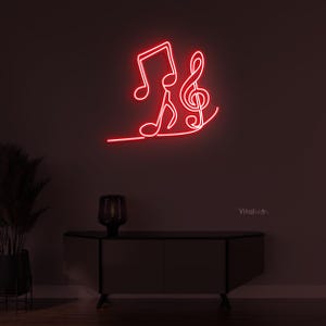 Music Notes Neon Sign, Music Notes LED Light, Treble Clef LED Neon Art ...