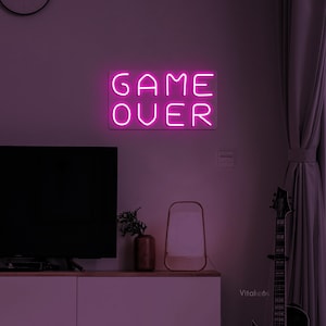 Game Over Neon Sign, Game Over LED Light, Gamer Zone Wall Decor, Arcade ...