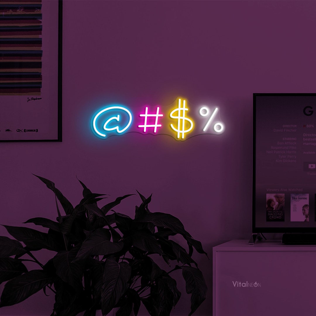 Number Symbol Neon Sign, Symbol LED Light, School Wall Decor, Home Wall ...
