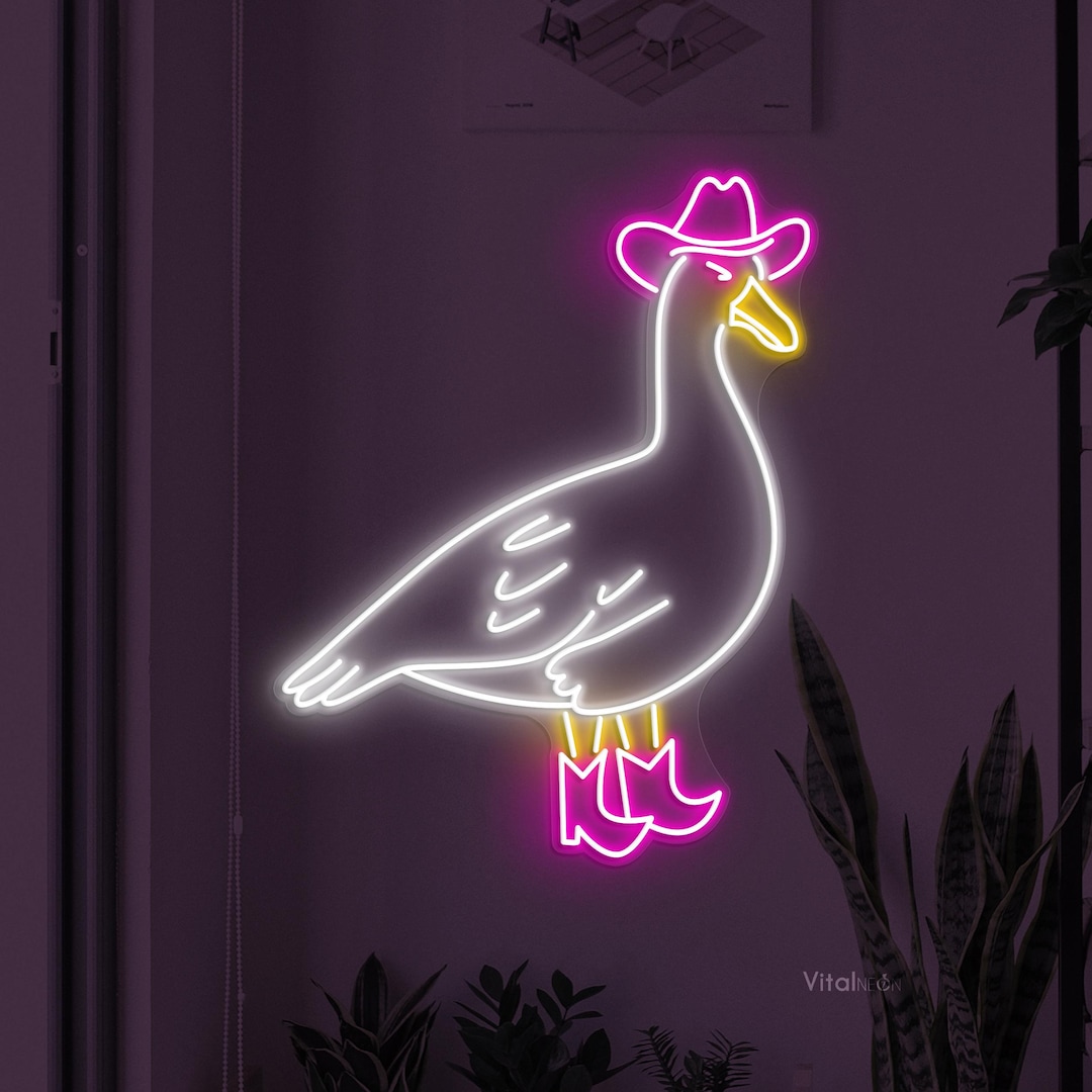 Cowboy Goose Neon Sign, Cowboy Goose LED Light, Birds Shop Wall Decor ...