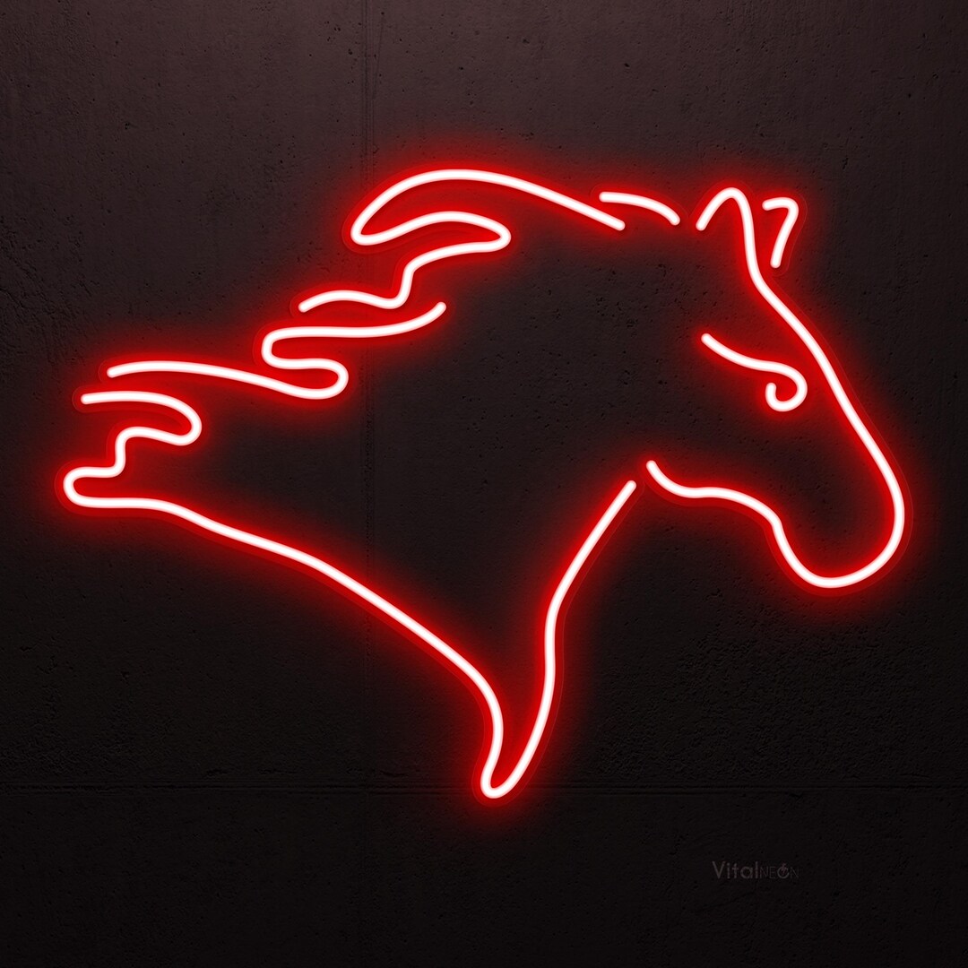 Horse Neon Sign LED Light Running Head Farmhouse Wall Art Game Room ...