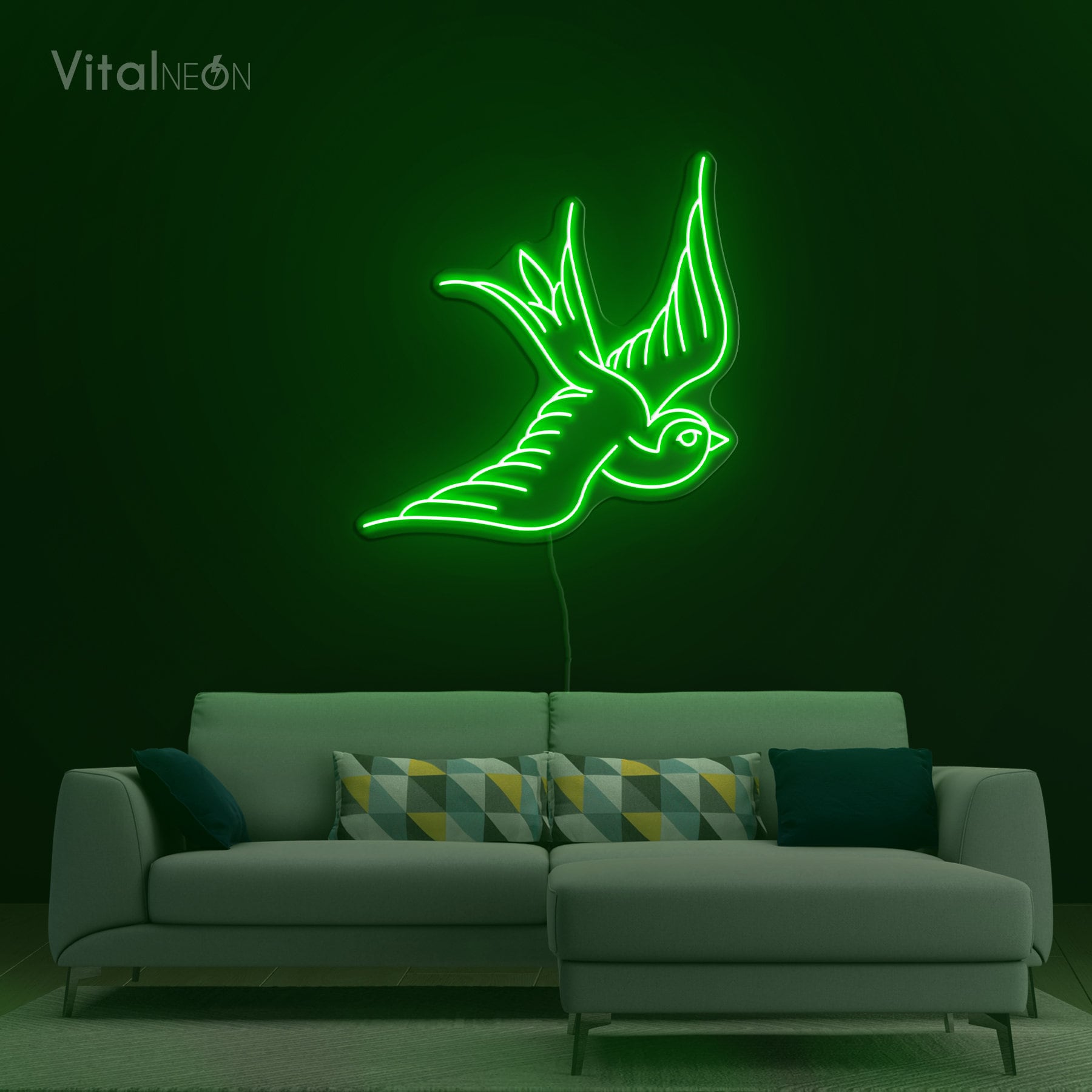 Swallow Neon Sign, Bird LED Light, Handmade Bird Art, Flying Bird Neon ...