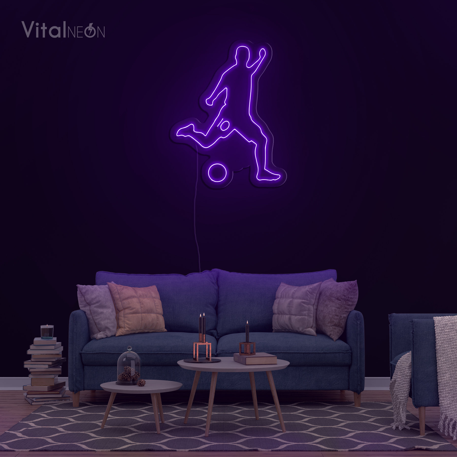 Soccer Player Neon Sign, Soccer Ball LED Light, Sports Neon Wall Art ...