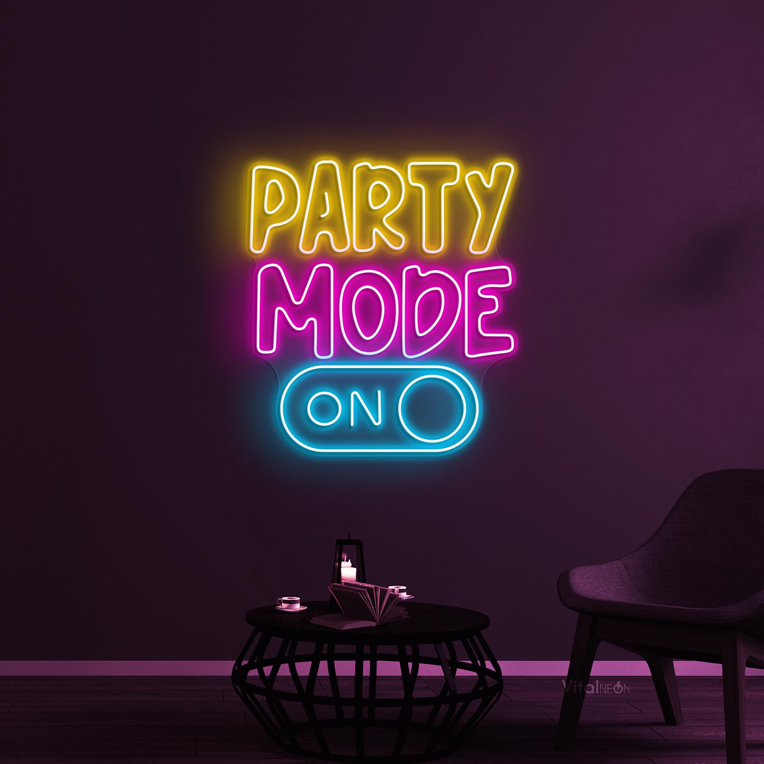 Party Mode on Neon Sign LED Light Cafe Bar Wall Art Engagement Wedding ...