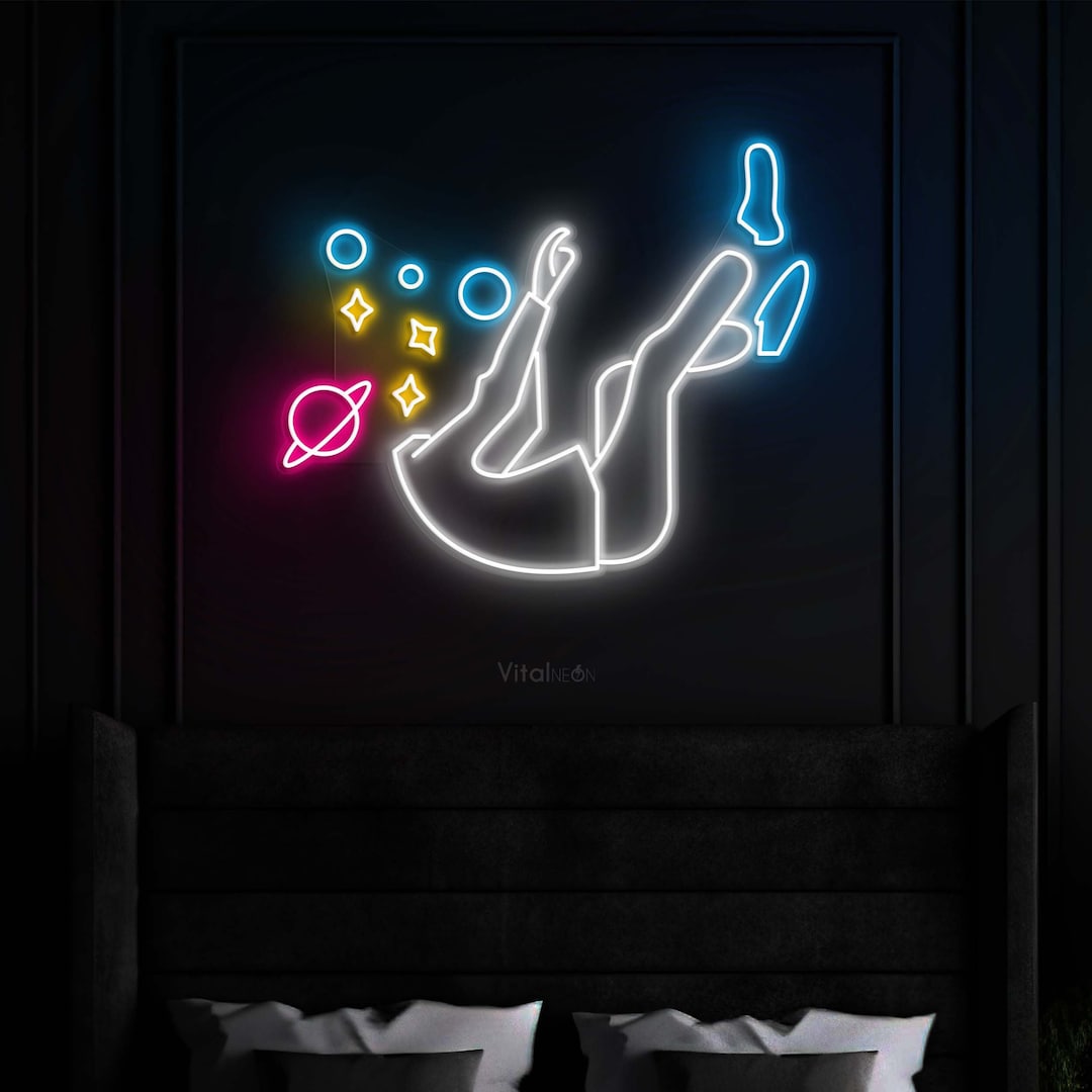 Falling Into Space Neon Sign, Space Theme Wall Art, Creative LED Neon ...