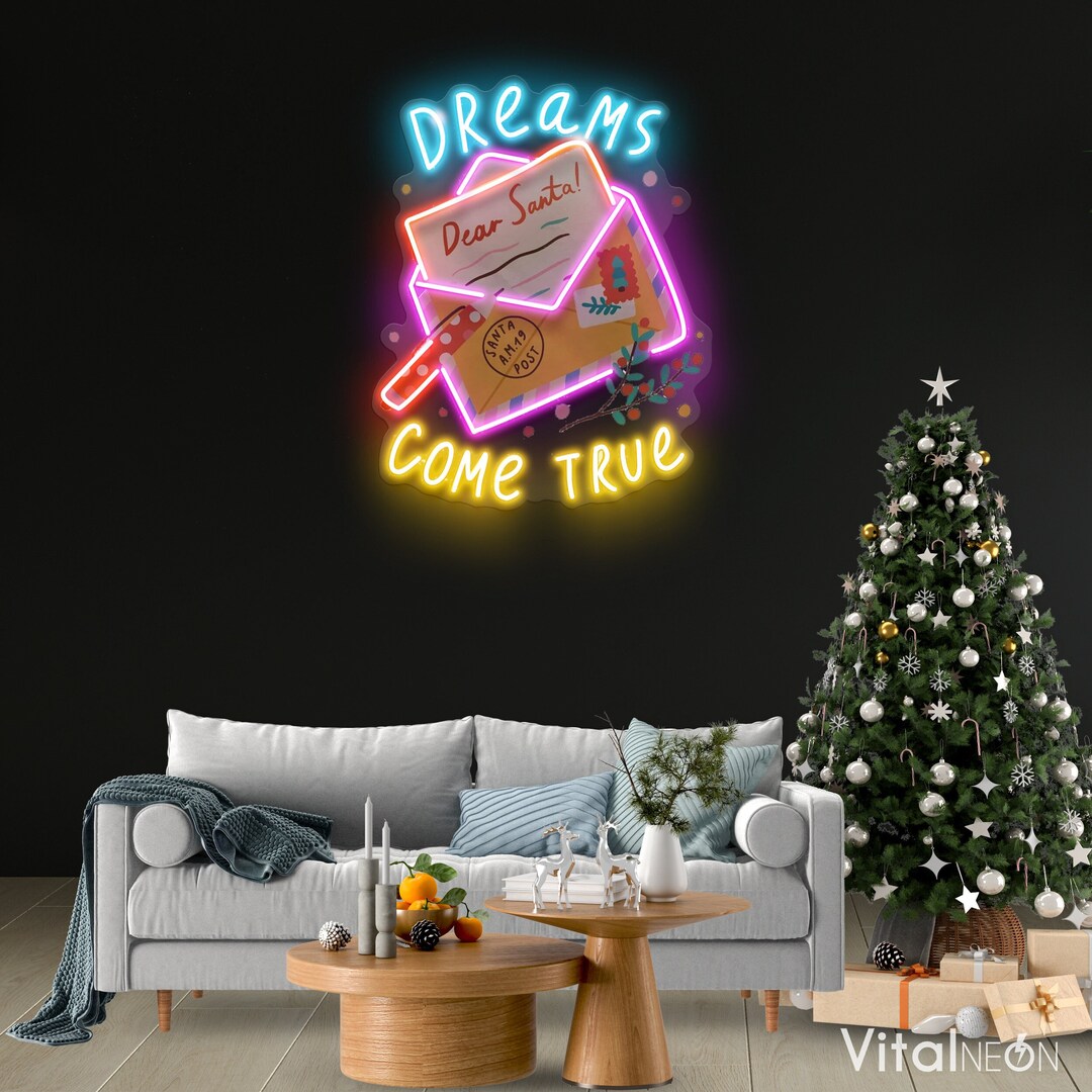 Dear Santa Letter Christmas LED Neon Sign Artwork Santa Claus - Etsy