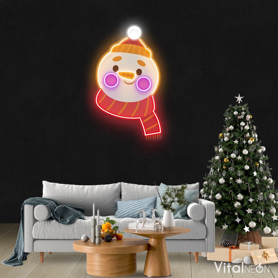Snowman Neon Sign, Snowman Pop Art, Festive Snowman LED Wall Decor for ...