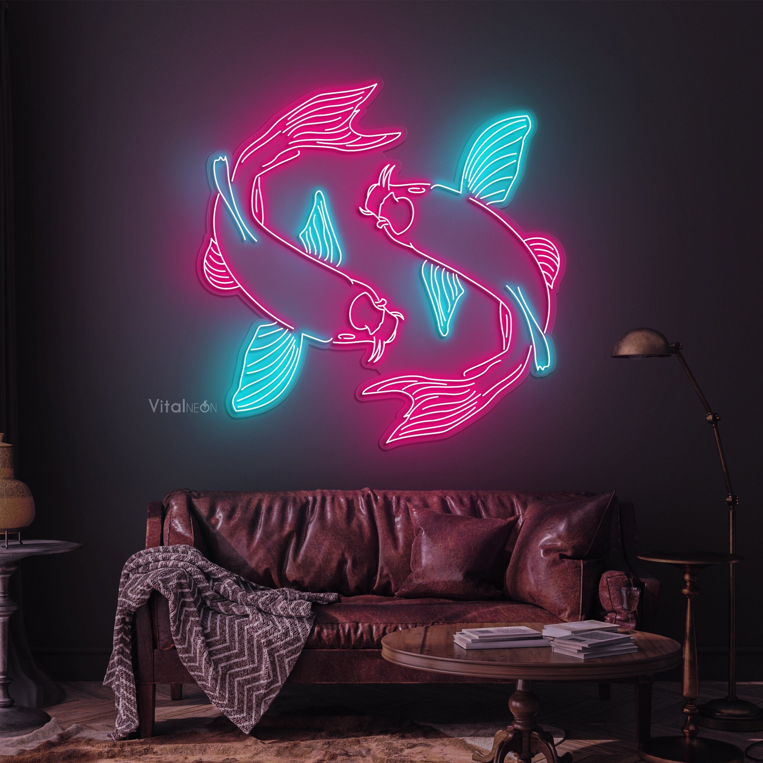 Koi Fish Neon Sign Japanese LED Light, Koi Fish Design,led Neon Sign ...