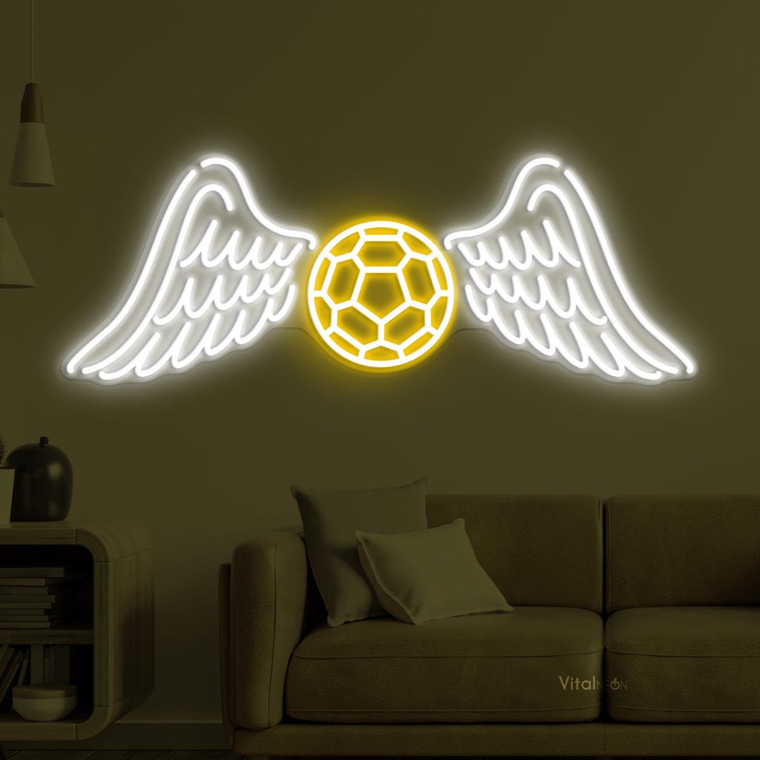 Wings With Soccer Ball Neon Sign, Wings With Soccer Ball LED Light ...