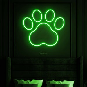 Dog Paw Neon Sign, LED Wall Lights for Bedroom, Cat Paw Neon Light ...