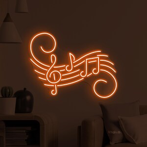 Music Notes Neon Sign, Music Notes LED Light, Treble Clef Wall Decor ...
