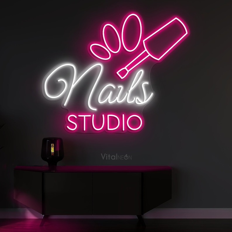 Nails Studio LED Neon Sign, Nail Art Makeup Beauty Shop Room Ladies ...