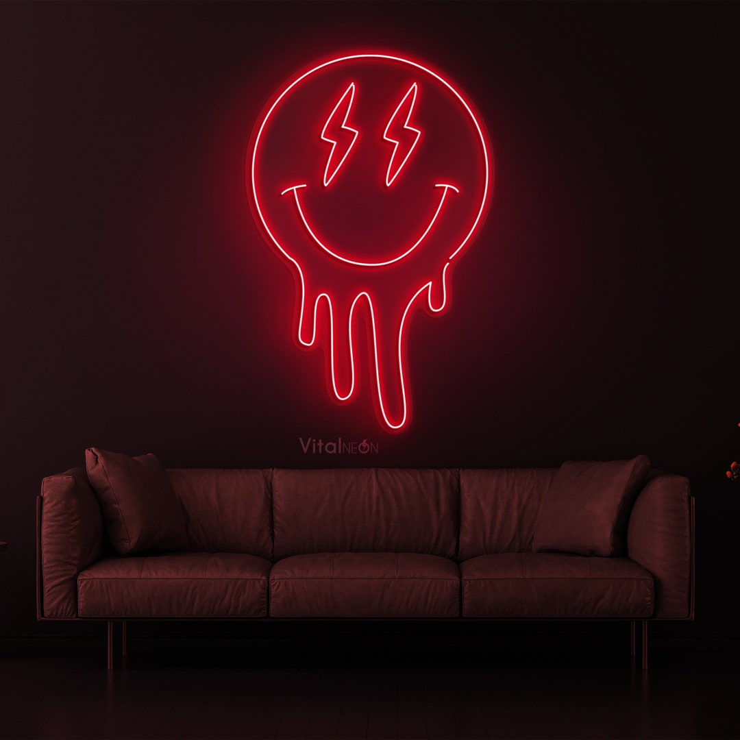 Melting Smile Face Neon Sign, Emoji LED Light, Led Neon Art, Happy Face ...