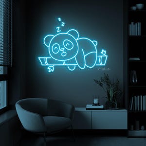 Panda Sleeping on Bamboo LED Neon Sign, Bedroom Wall Decor - Etsy