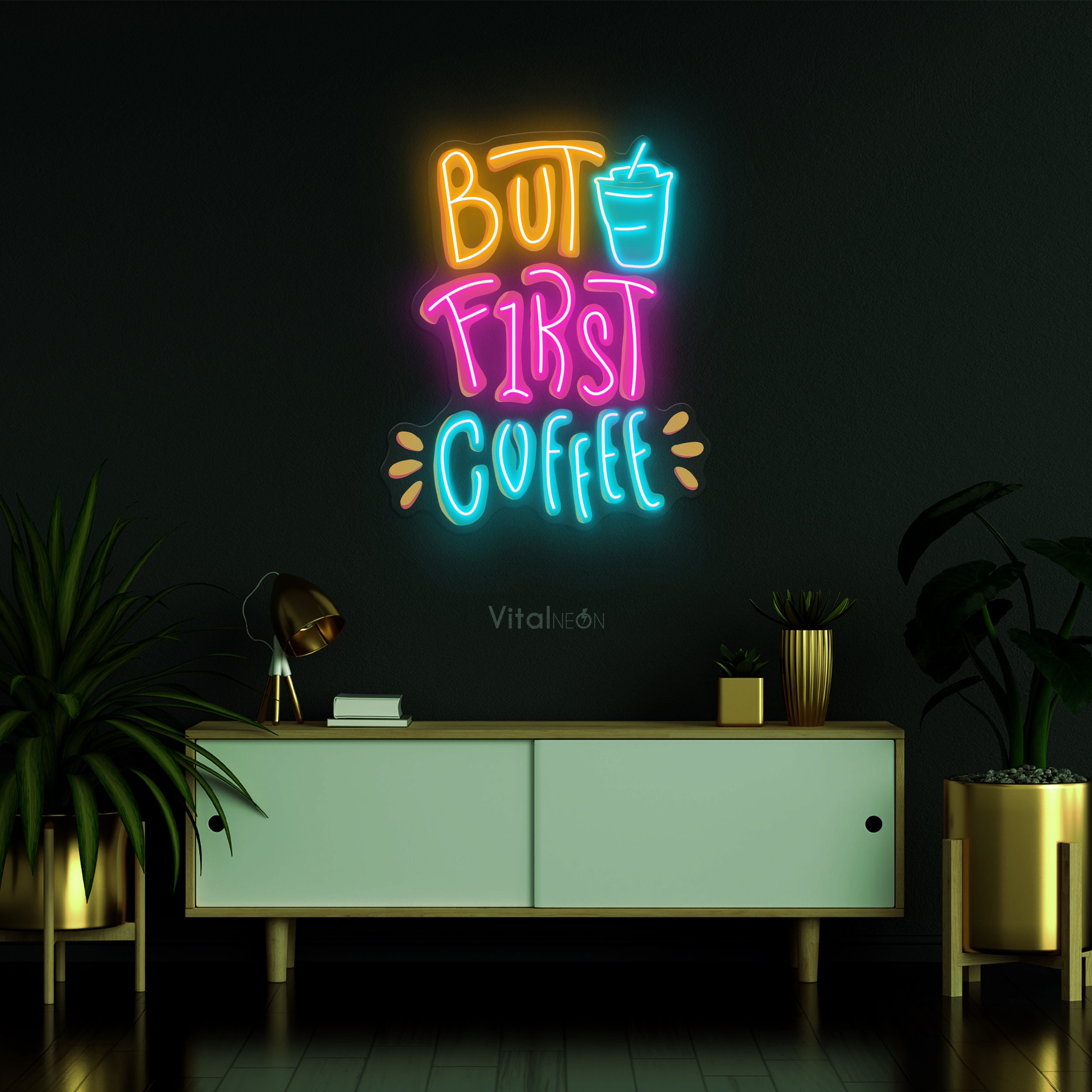 Coffee Pop Neon Light, but First Coffee Neon Sign for Cafe, Bar, Shop ...