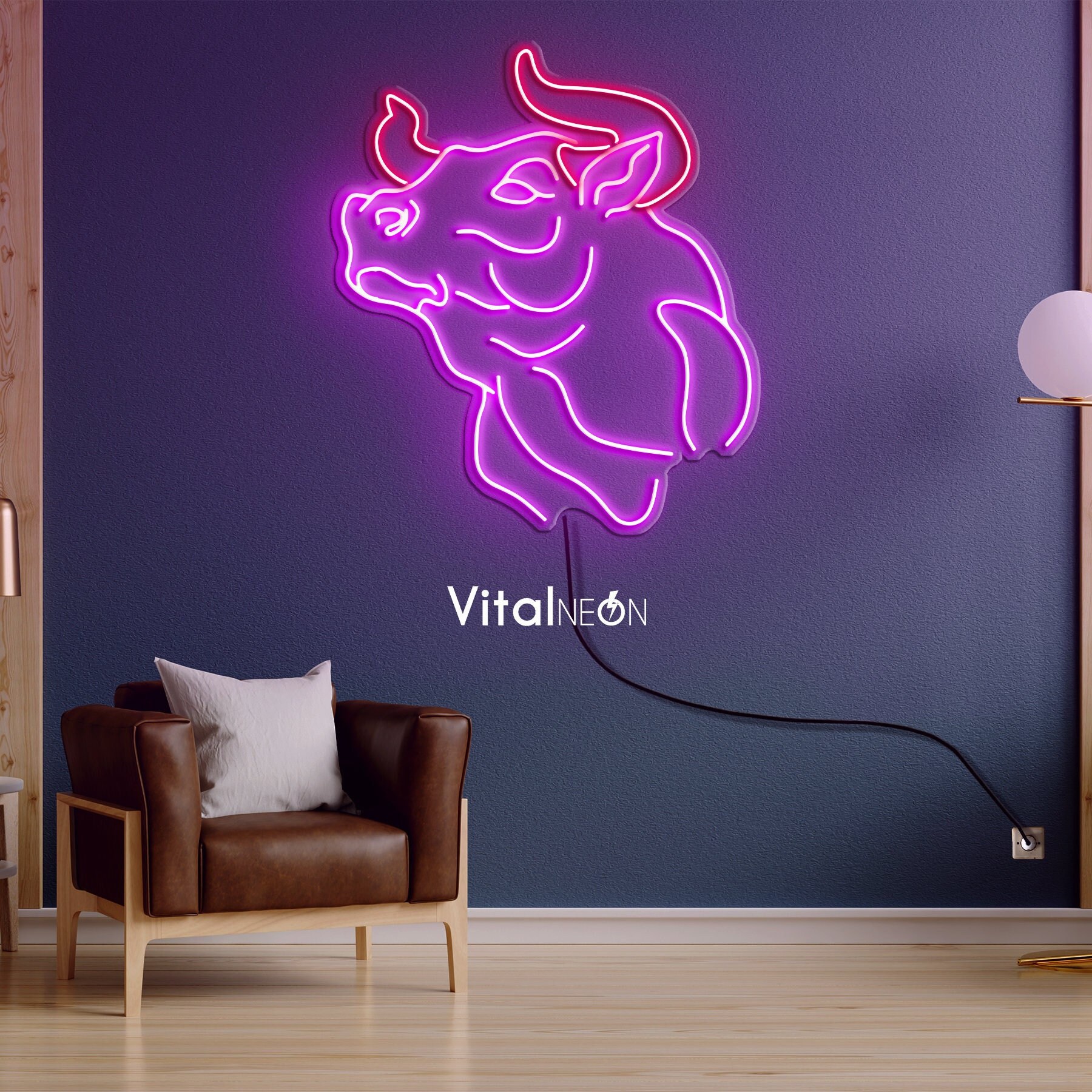 Bull Head LED Neon Light, Cow Neon Sign, Texas Bull Sign, Longhorn Neon ...