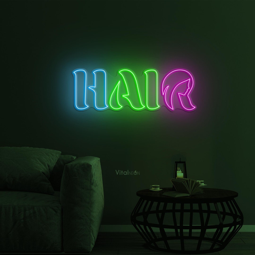 Hair Neon Sign, Hair LED Light, Hair Logo LED Neon Art, Barber Shop LED ...