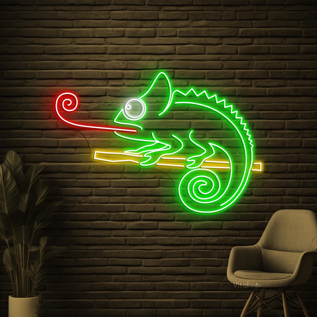 Chameleon Neon Sign, Chameleon LED Sign, Reptile Wall Decor, Lizard ...
